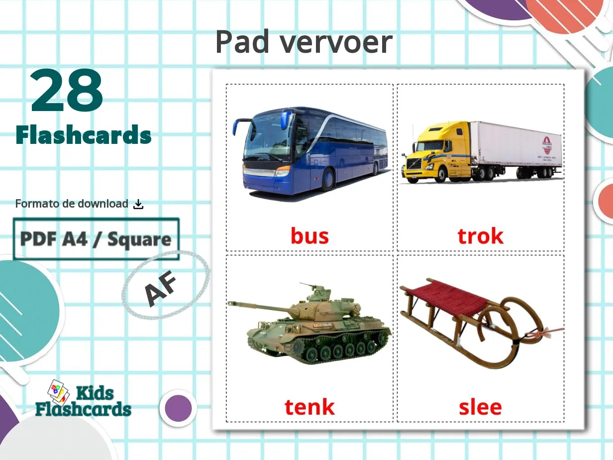 28 Cartões linguagem de Transporte terrestre GRÁTIS em 4 formatos PDF ...