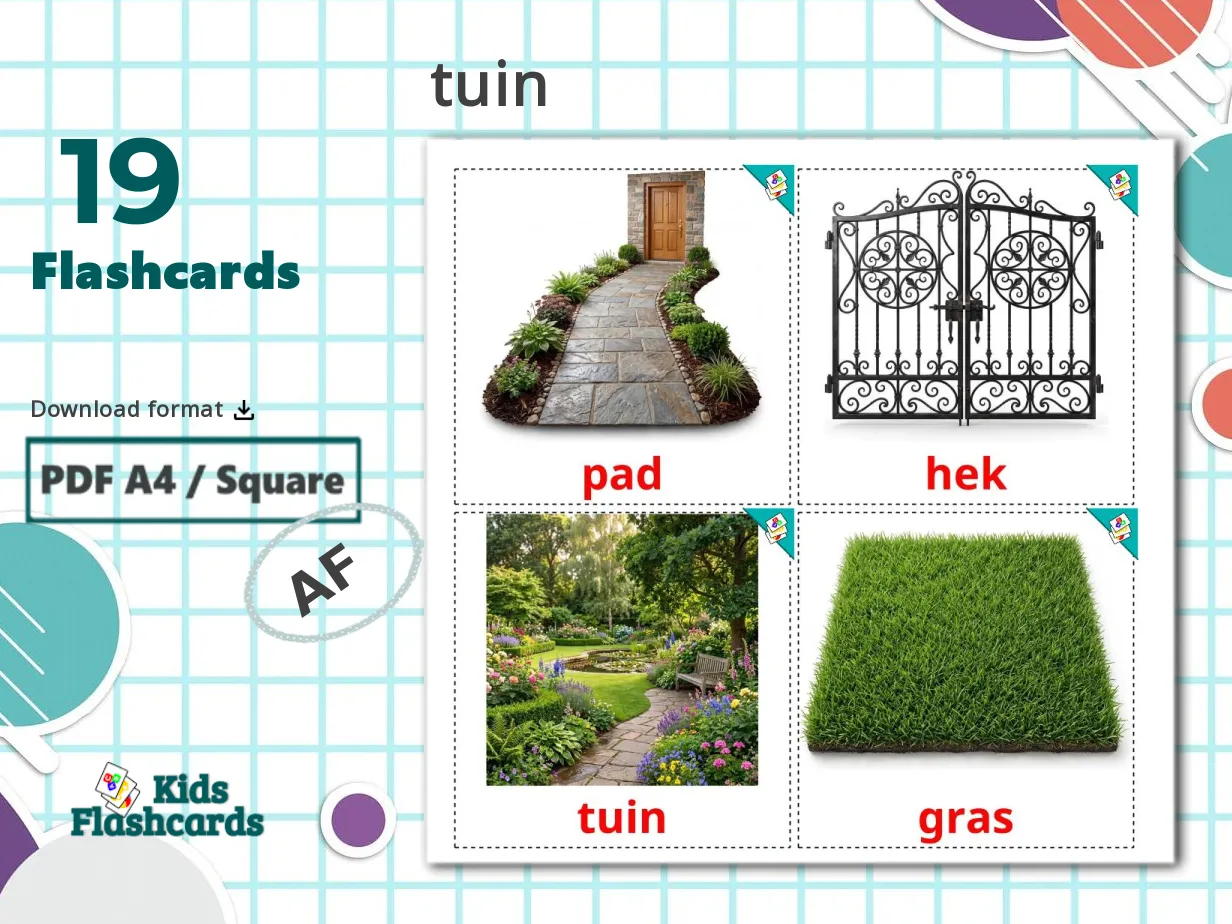 19 Printable Garden Flashcards in Afrikaans (Free PDF)