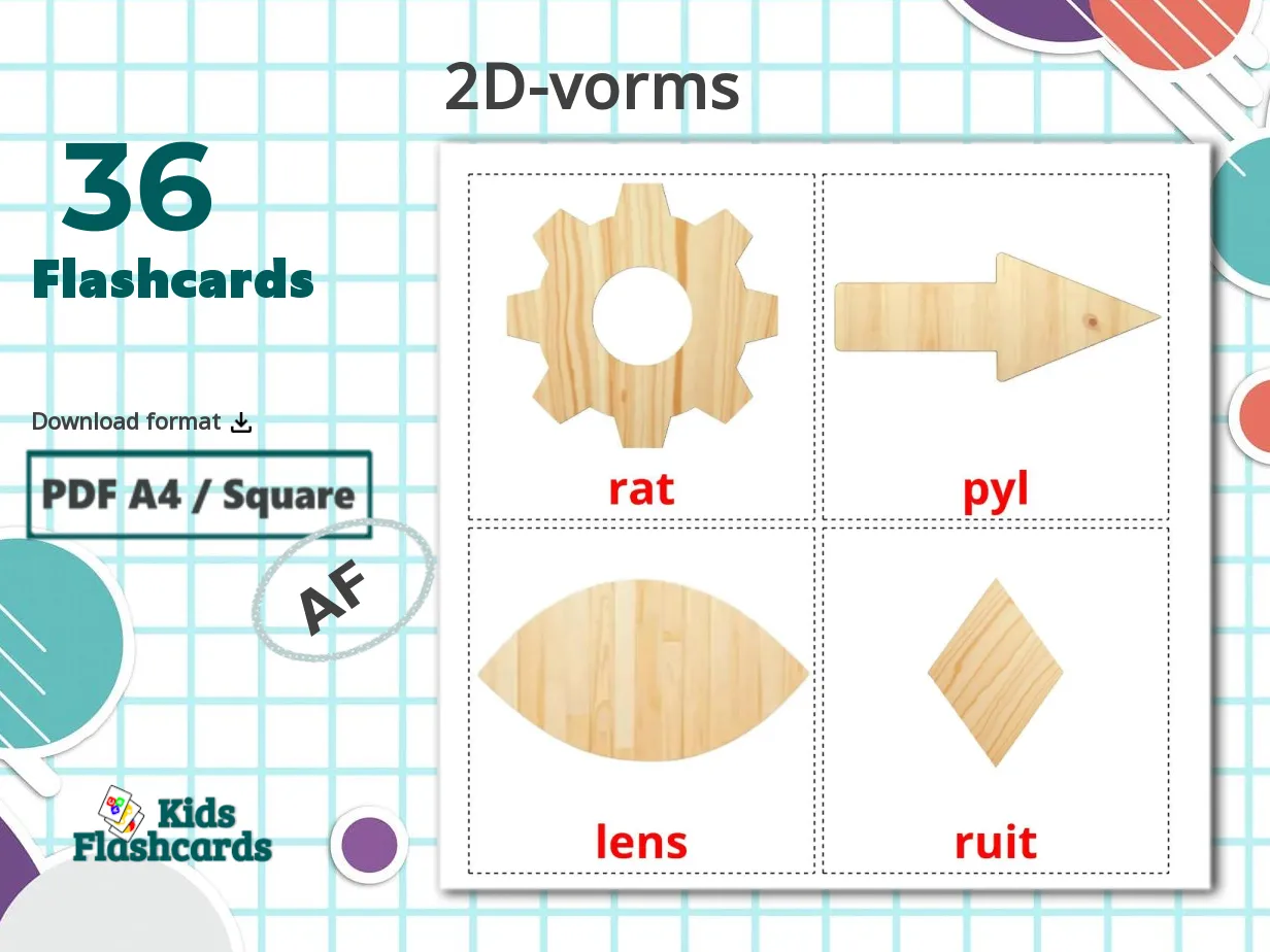 36 Printable 2D Shapes Flashcards in Afrikaans (Free PDF)