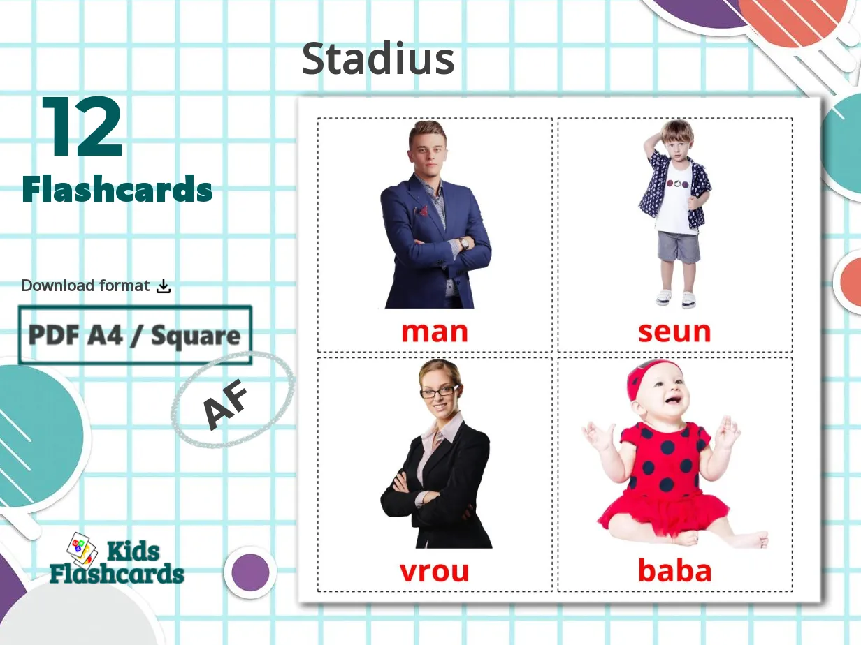 12 Printable Stages Flashcards in Afrikaans (Free PDF)