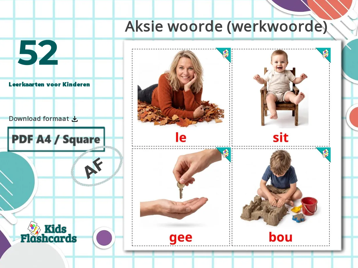 52 GRATIS Werkwoorden Leerkaarten voor Kinderen in 4 PDF formaten ...