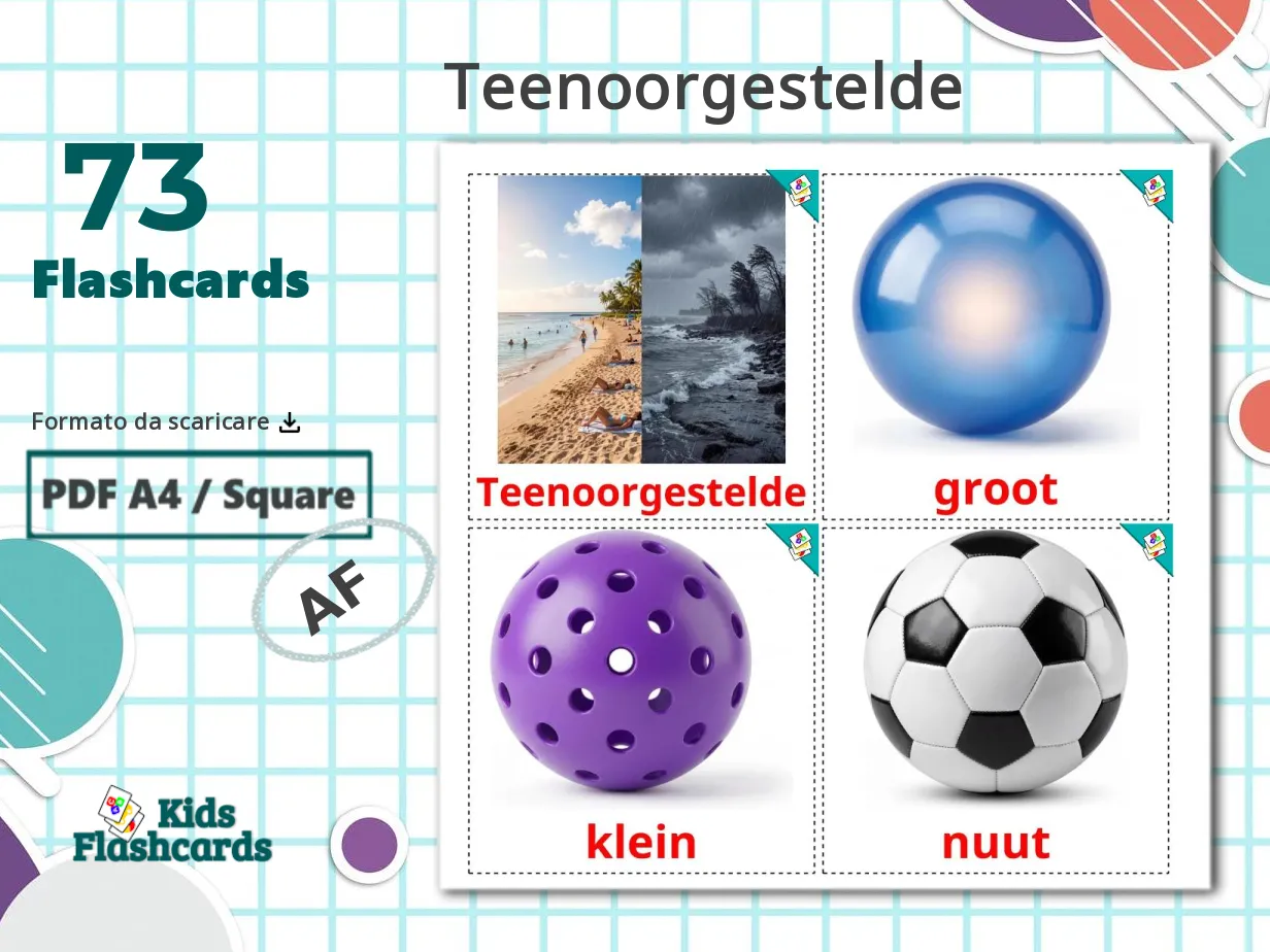73 Flashcard GRATUITE sui Opposti in 4 Formati PDF | Immagini in Afrikaans