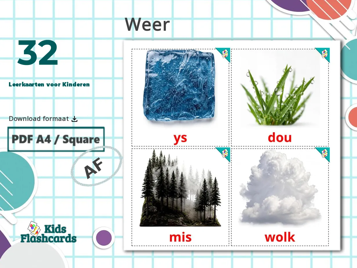 32 GRATIS Weer Leerkaarten voor Kinderen in 4 PDF formaten | Afrikaans ...