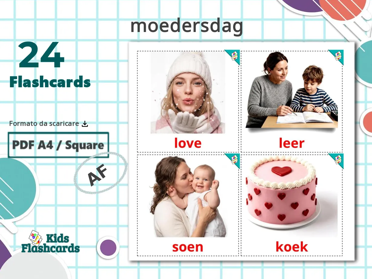 24 Flashcard GRATUITE sui Festa della mamma in 4 Formati PDF | Immagini ...