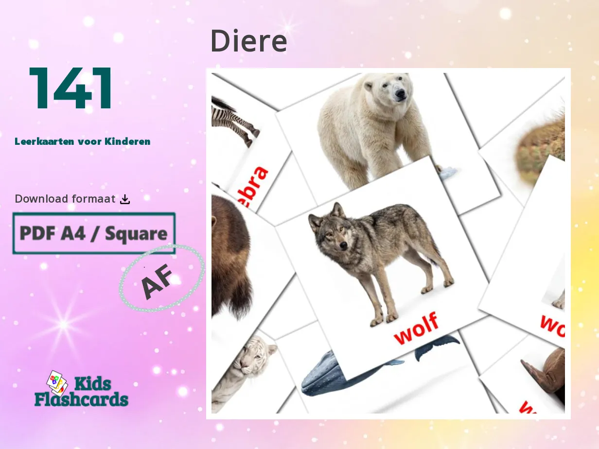 141 GRATIS Dieren Leerkaarten voor Kinderen in het Afrikaans | 4 ...