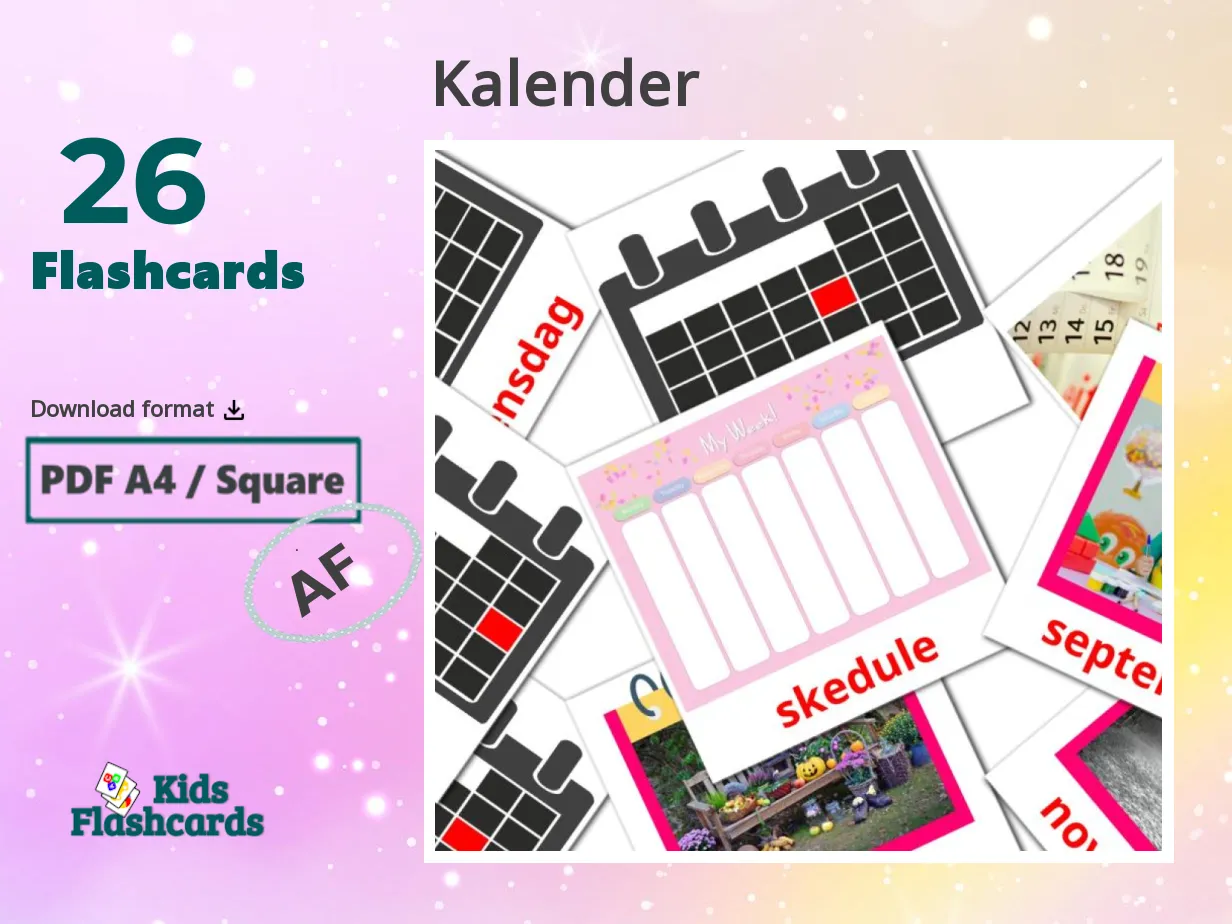 26 FREE Afrikaans Calendar Flashcards | PDF