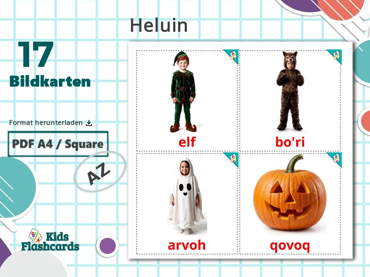 17 Halloween Bildkarten in PDF | Aserbaidschanisch Bilder