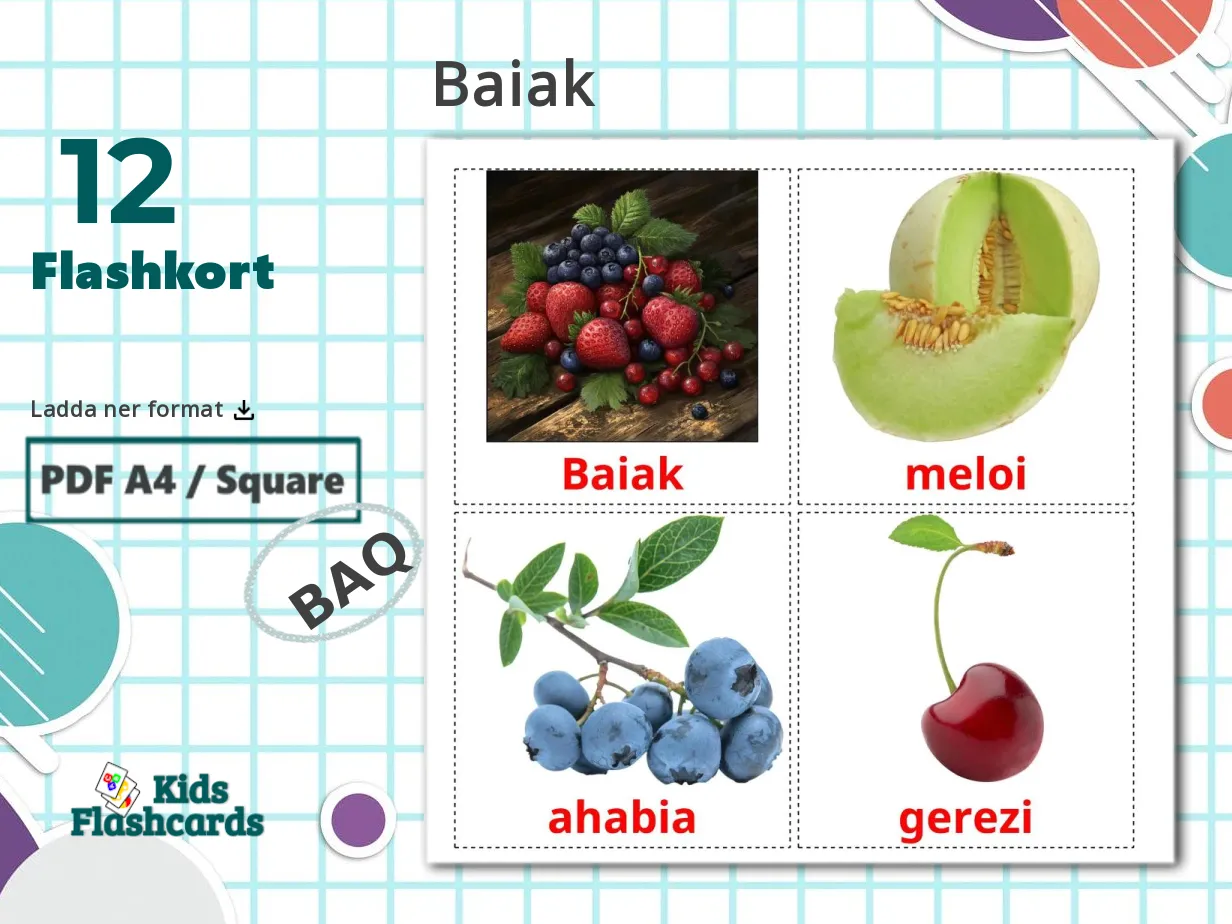 12 GRATIS Bär bildkort i 4 PDF-format | Baskiska bilder