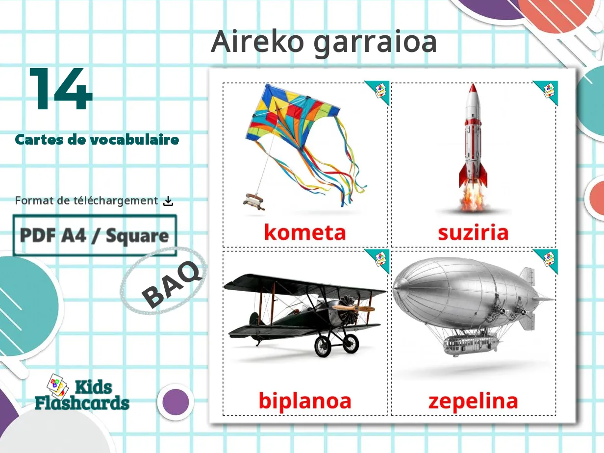 14 Cartes de Vocabulaire pour Enfants GRATUITES Véhicules Aériens à ...