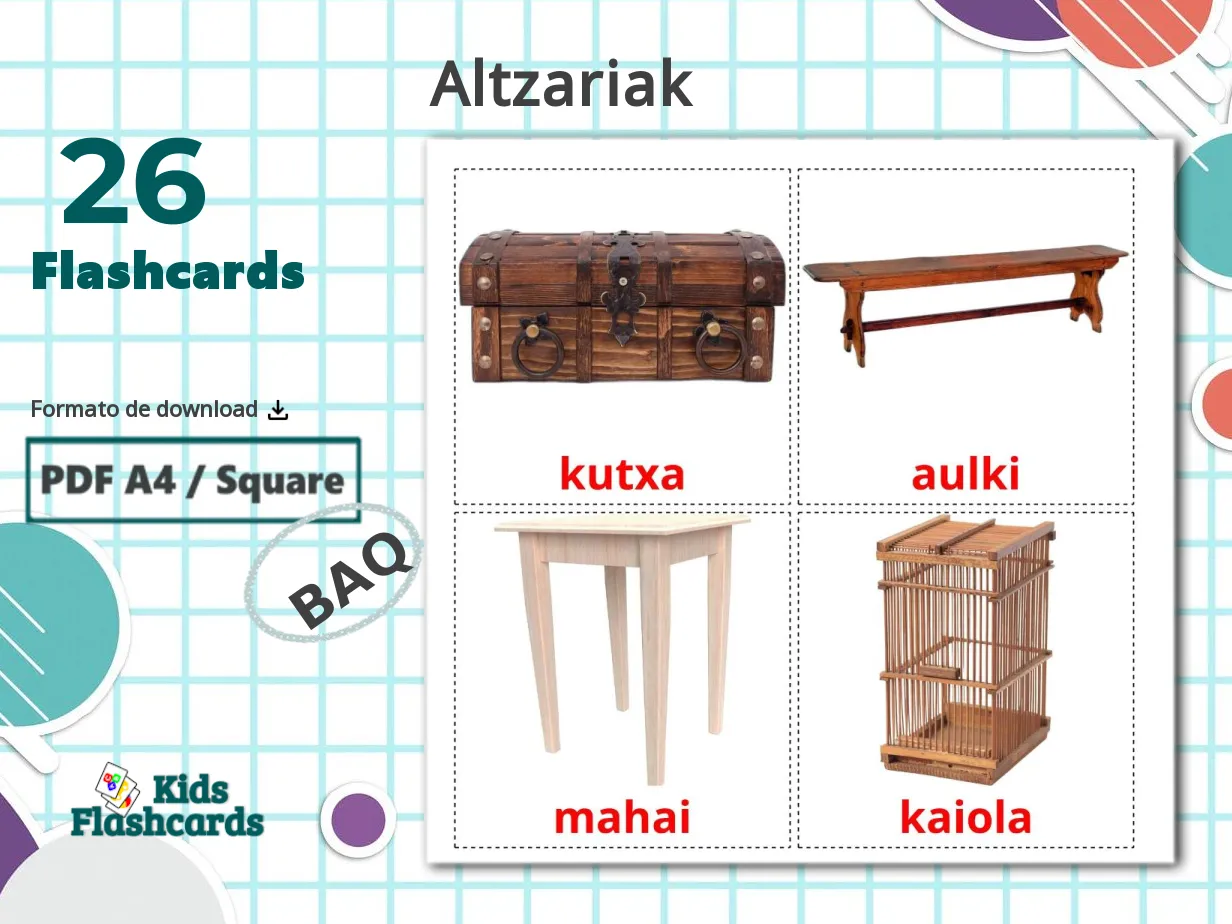 26 Cartões linguagem de Móveis GRÁTIS em 4 formatos PDF | Basco Pictures