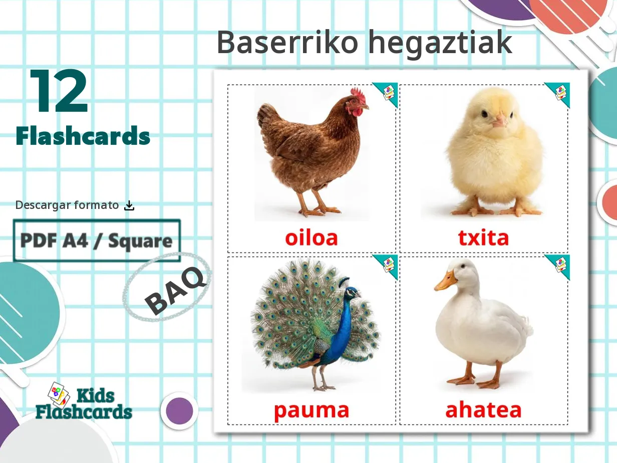 12 Tarjetas de Aprendizaje de Aves de granja GRATIS en PDF | Imágenes ...