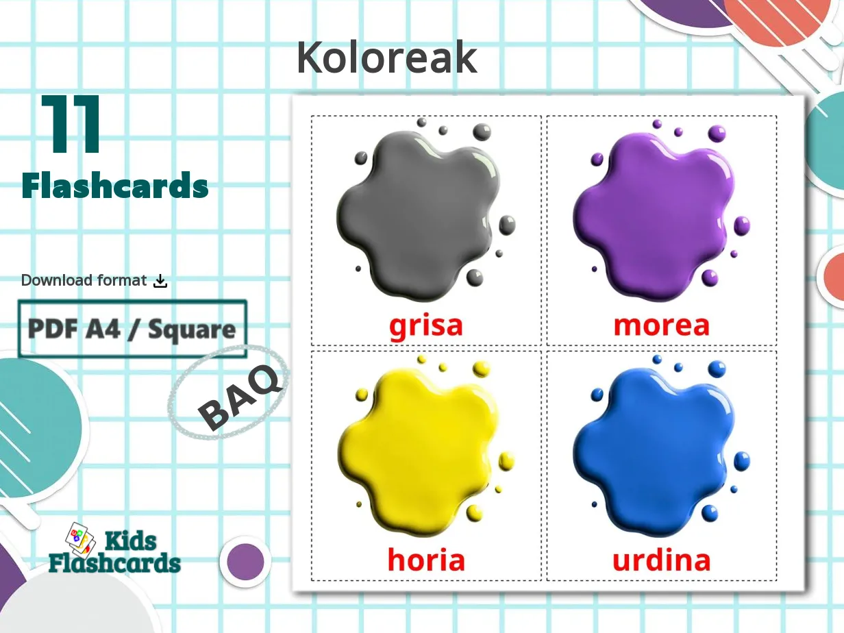 11 FREE Colors Flashcards | PDF | Basque Words