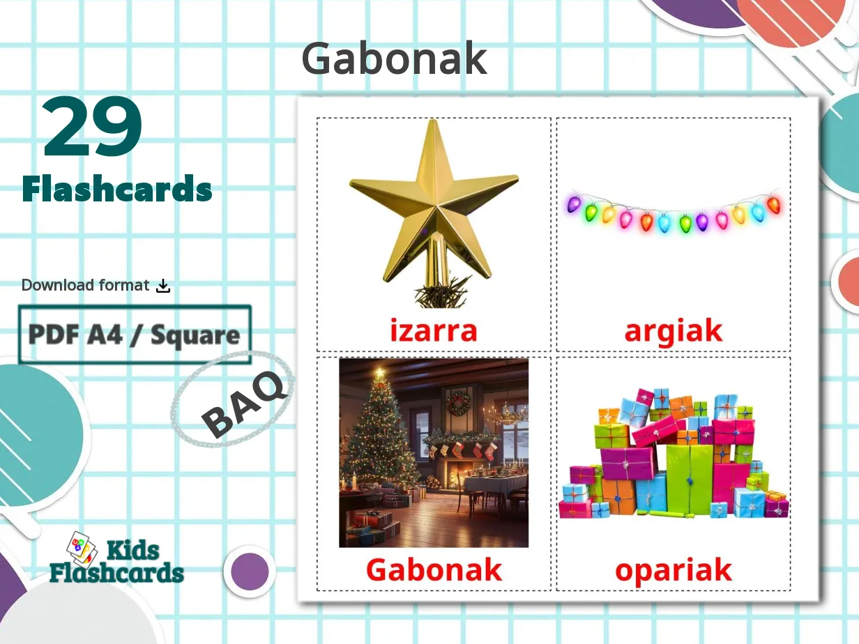 29 Printable Christmas Flashcards in Basque (Free PDF)