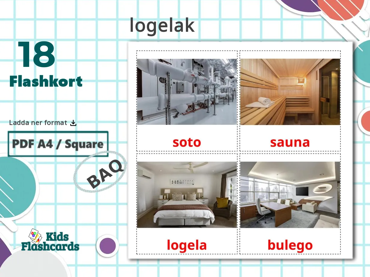 18 GRATIS Rum bildkort i 4 PDF-format | Baskiska bilder