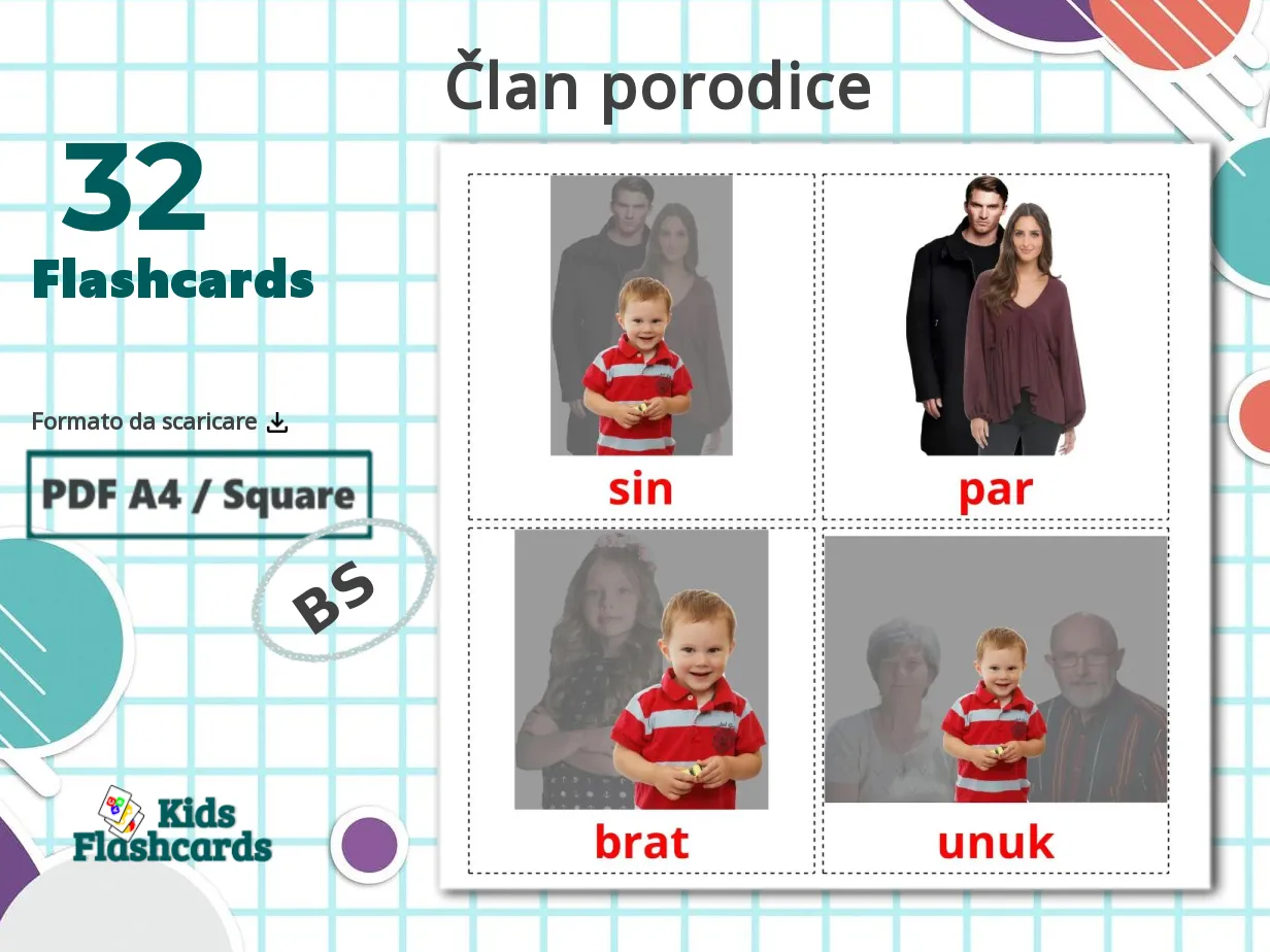 32 Flashcard GRATUITE sui Membri Della Famiglia in 4 Formati PDF ...