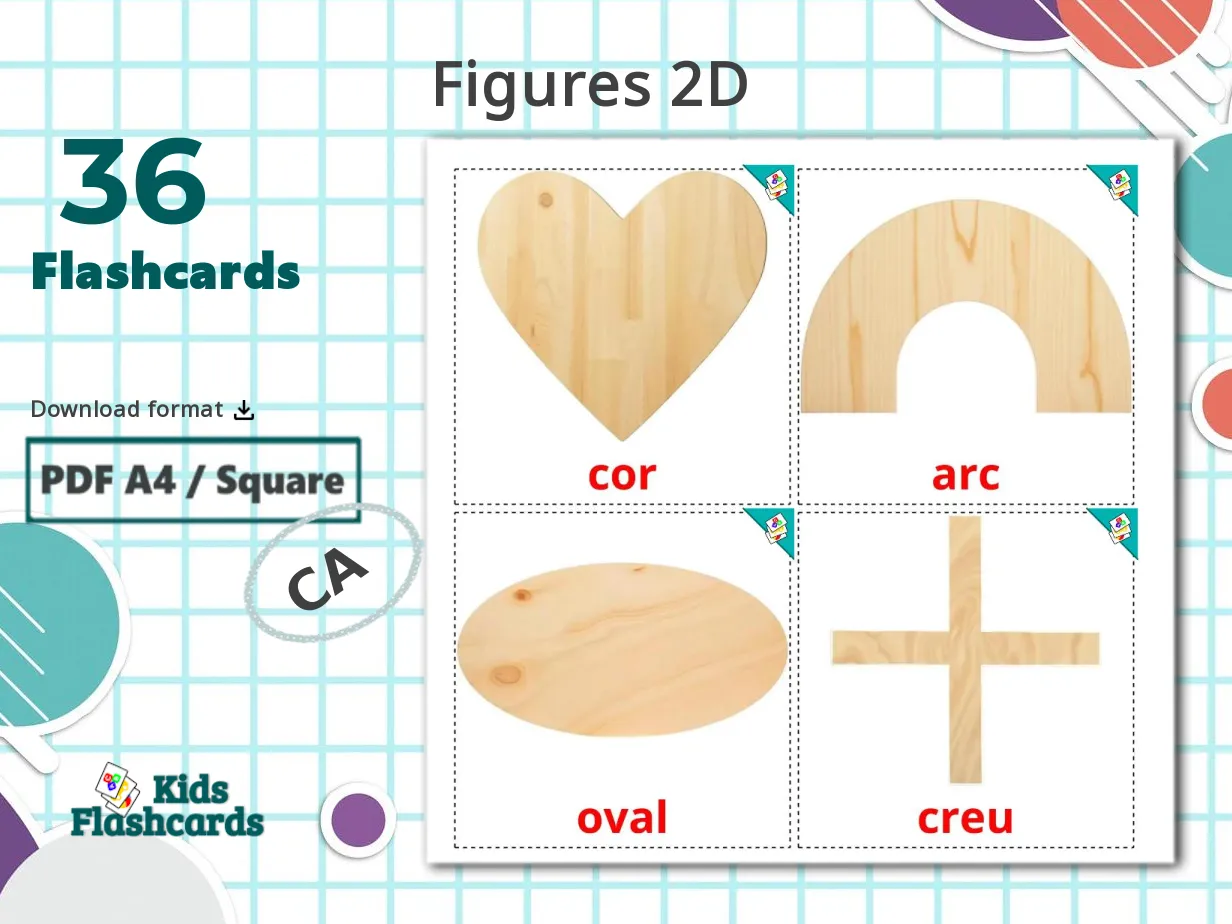 36 Printable 2D Shapes Flashcards in Catalan (Free PDF)