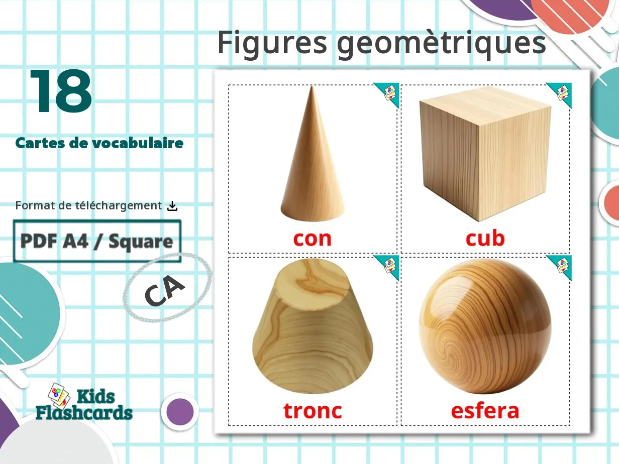 18 Cartes de Vocabulaire pour Enfants GRATUITES Géométrie en 3 ...
