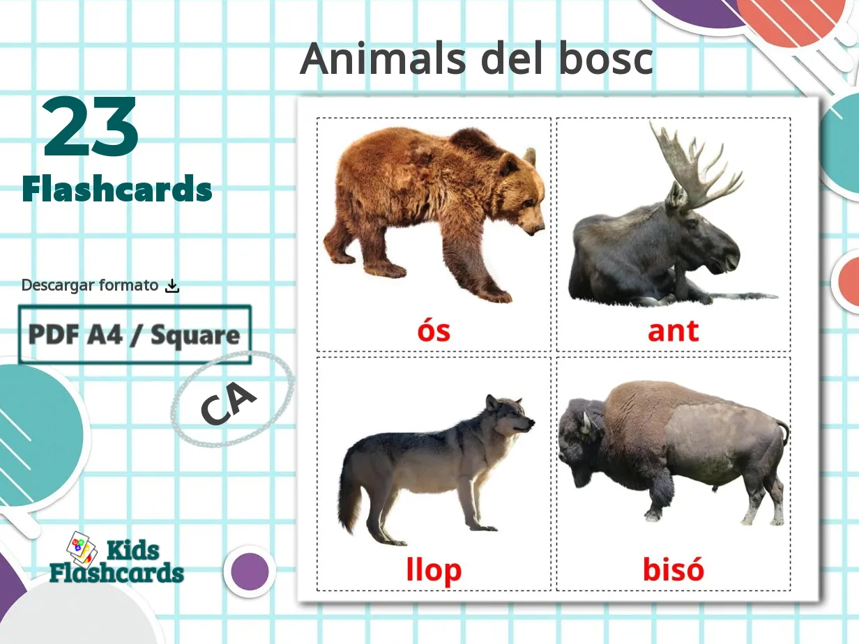 23 Tarjetas de Aprendizaje de Animales del Bosque GRATIS en PDF ...