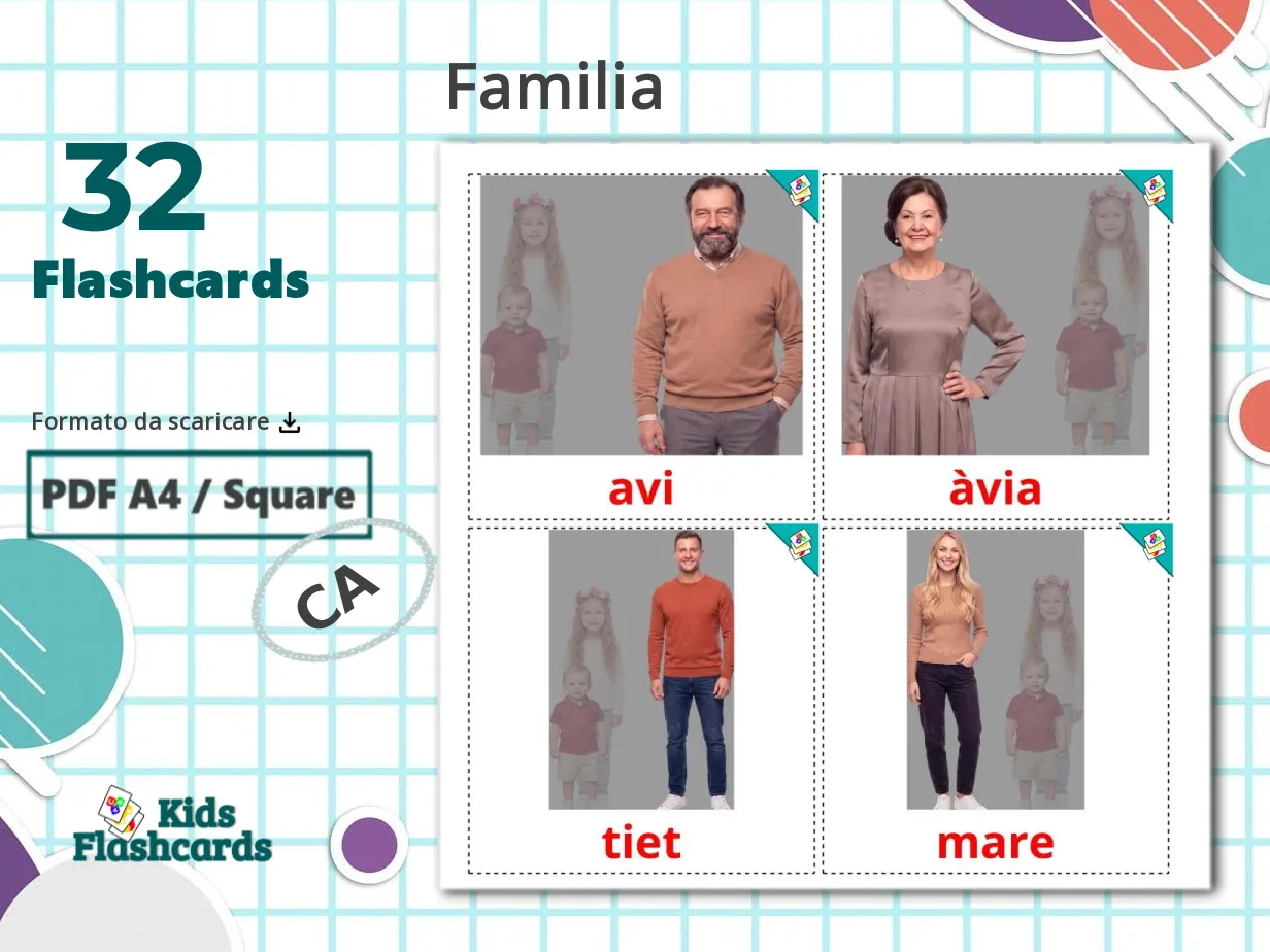 32 Flashcard GRATUITE sui Membri Della Famiglia in 4 Formati PDF ...