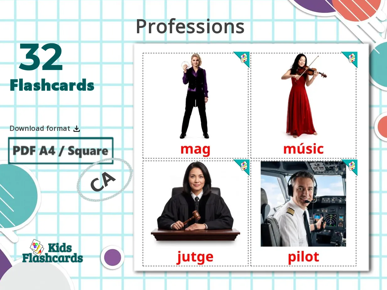 32 Printable Professions Flashcards in Catalan (Free PDF)