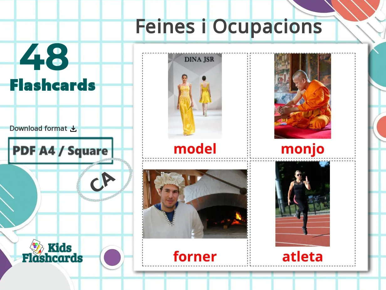 48 Printable Jobs and Occupations Flashcards in Catalan (Free PDF)