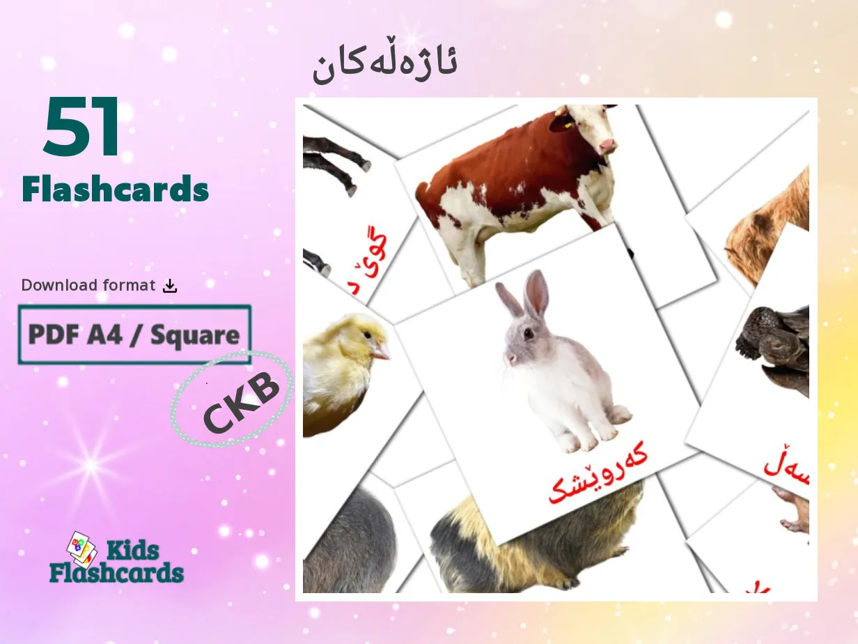 51 FREE Kurdish(sorani) Animals Flashcards | PDF