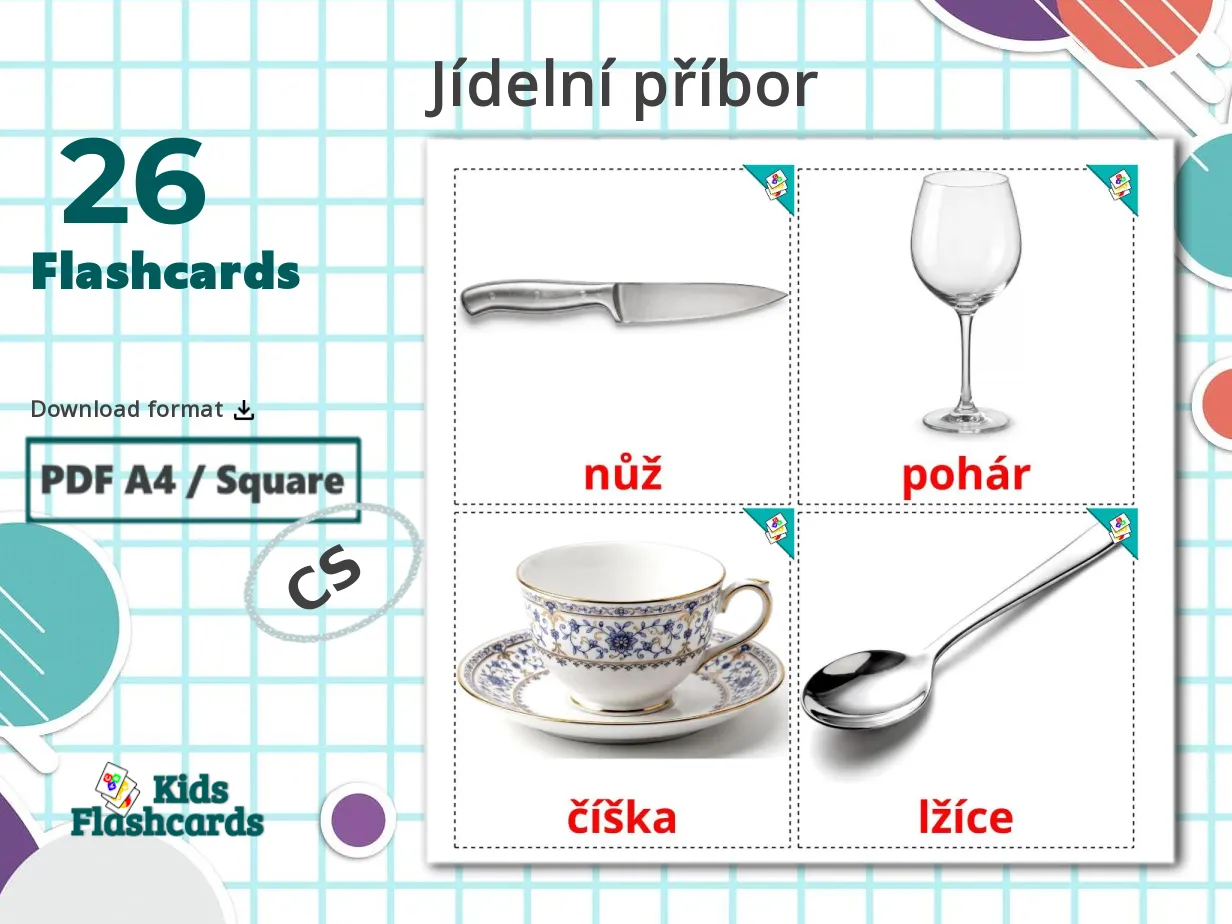 26 FREE Crockery and cutlery Flashcards | PDF | Czech Words