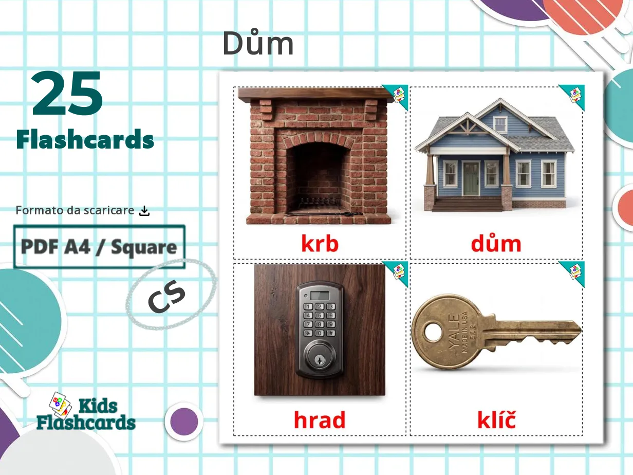 25 Flashcard GRATUITE sui Casa in 4 Formati PDF | Immagini in Ceco