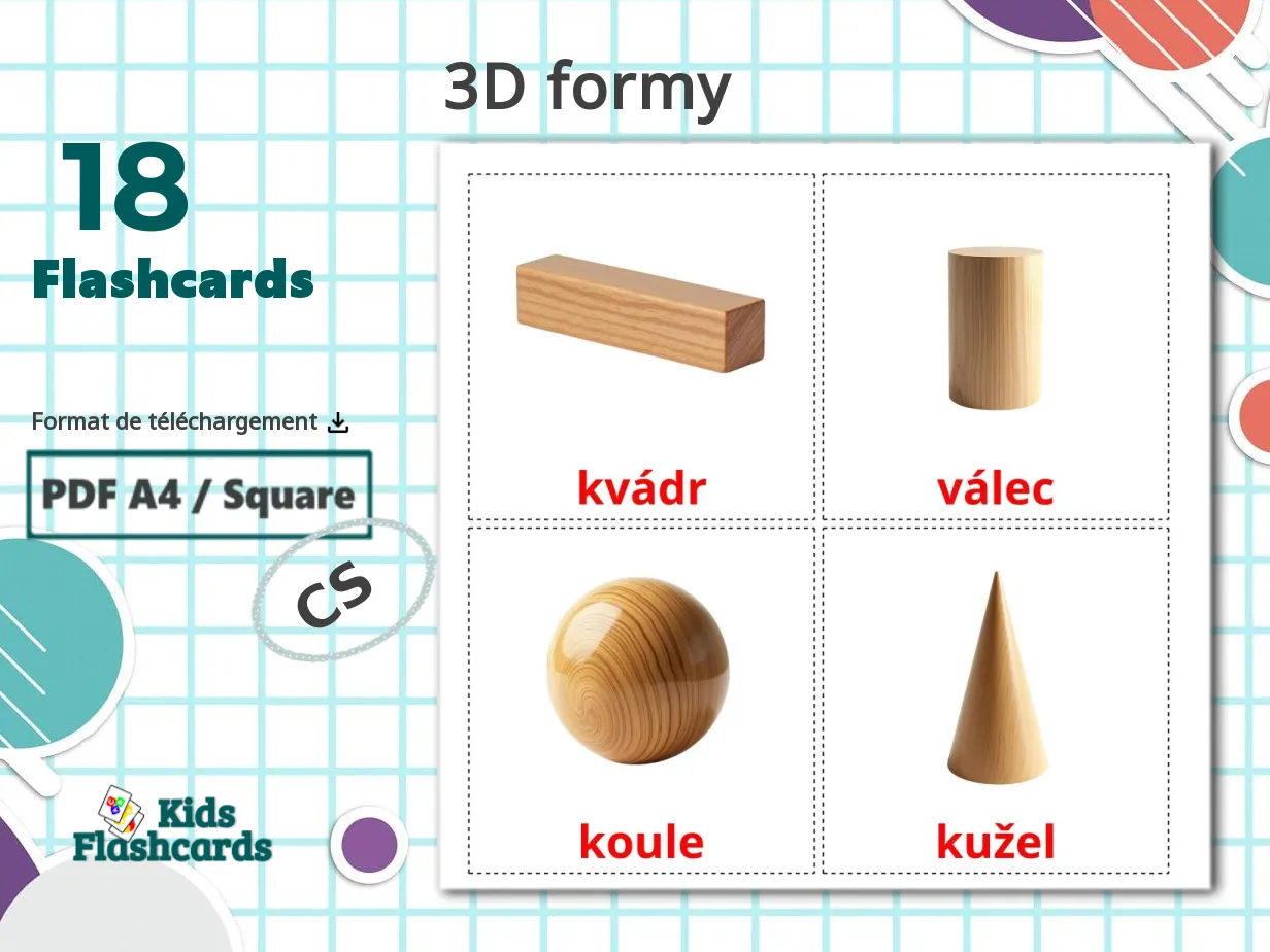 18 Cartes de Vocabulaire pour Enfants GRATUITES Géométrie en 3 ...