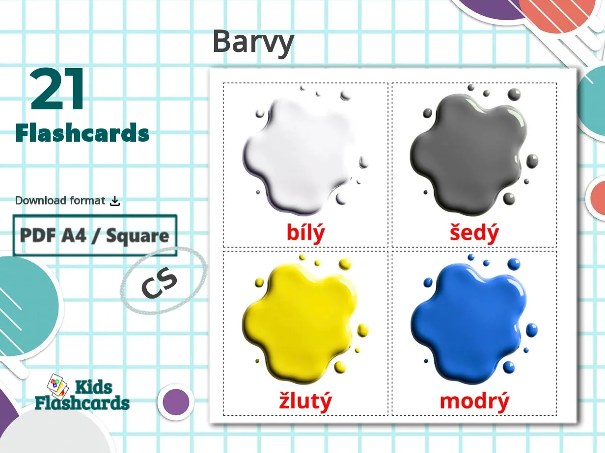 21 Printable Colors Flashcards in Czech (Free PDF)