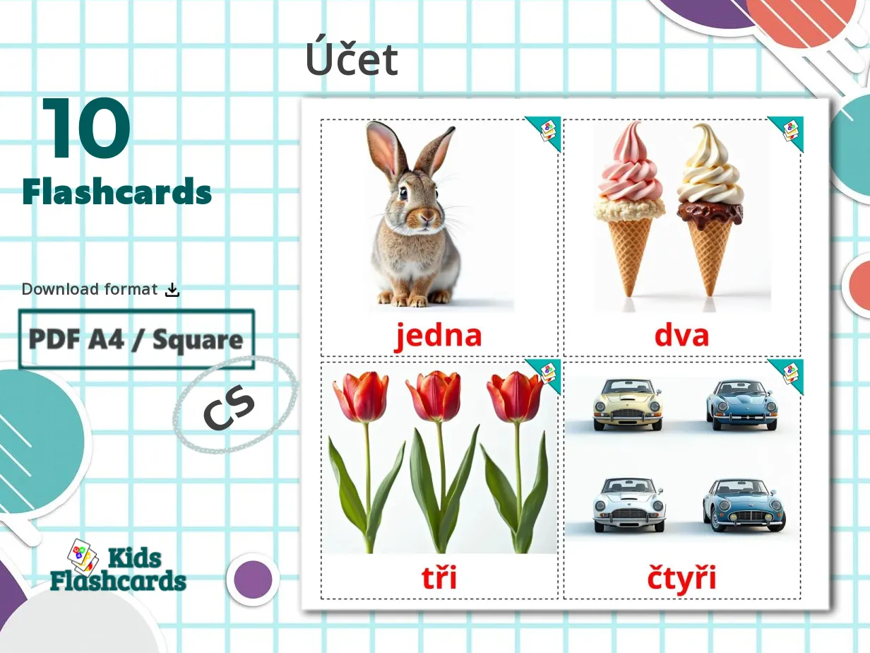10 Printable Counting Flashcards in Czech (Free PDF)