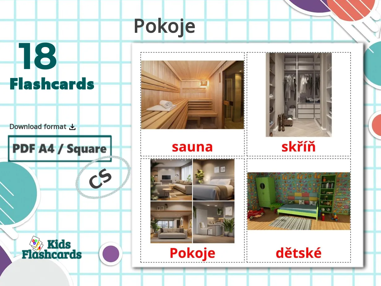 18 Printable Rooms Flashcards in Czech (Free PDF)
