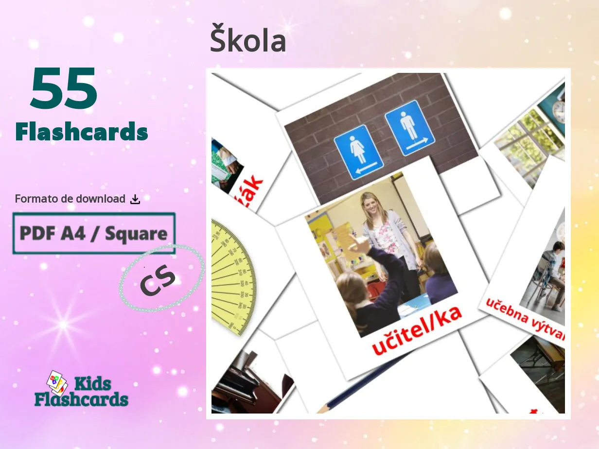 55 Flashcards de Escola GRÁTIS em Czech | 4 PDFs imprimíveis