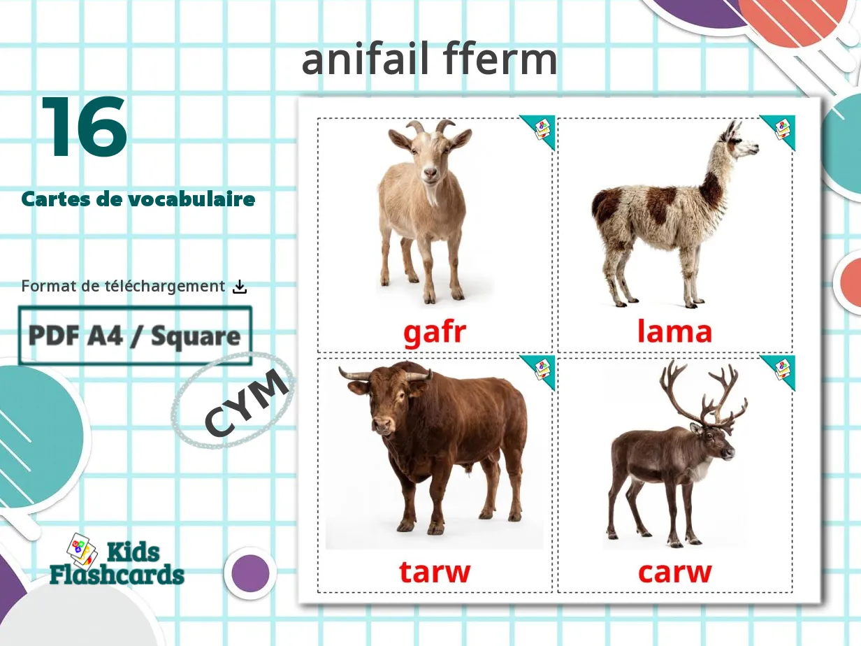 16 Cartes de Vocabulaire pour Enfants GRATUITES Les Animaux de la Ferme ...