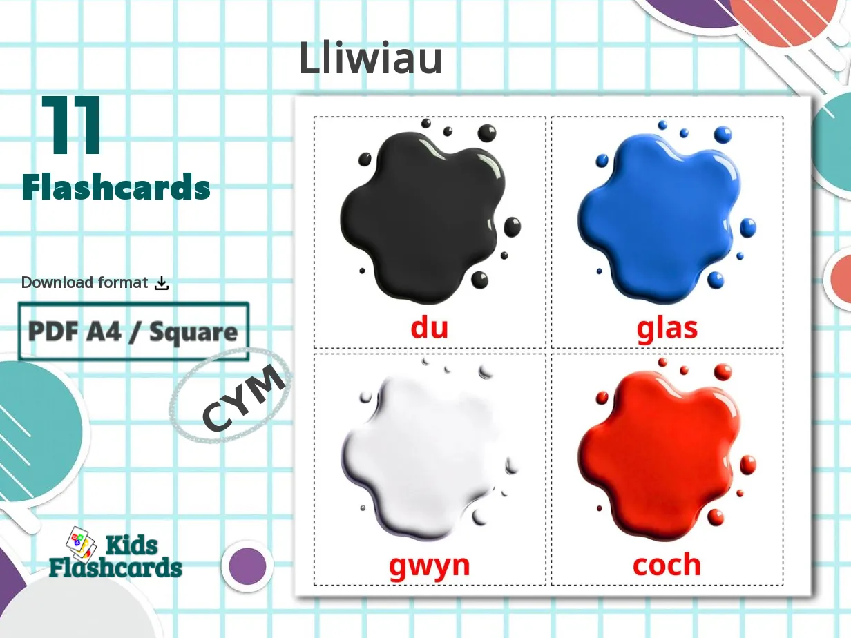 11 Printable Colors Flashcards in Welsh (Free PDF)