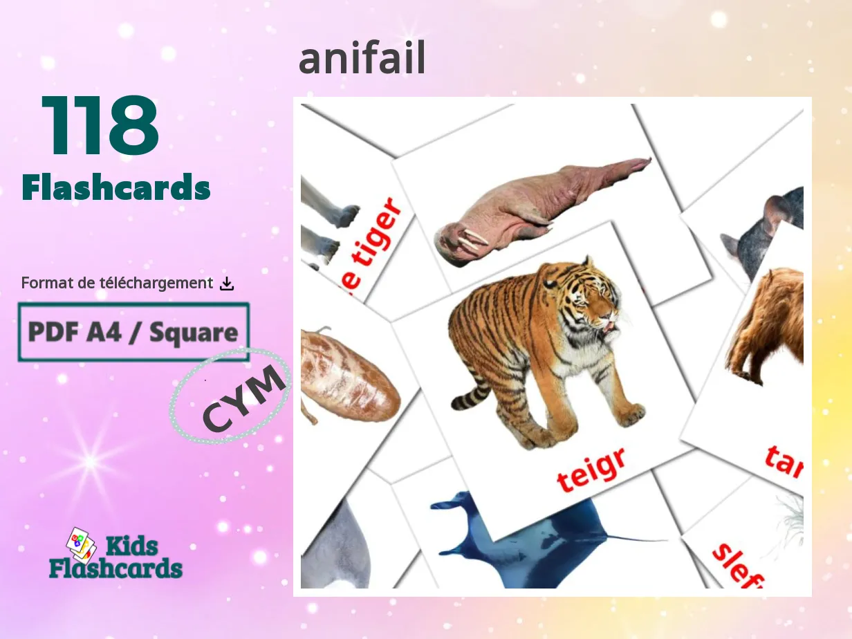 118 Flashcards Animaux GRATUIT à imprimer | PDF | Vocabulaire Gallois