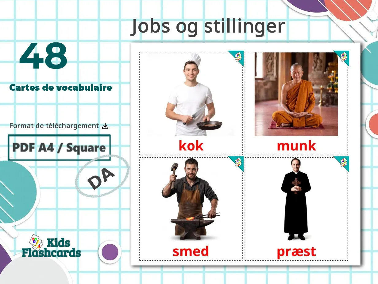 48 Cartes de Vocabulaire pour Enfants GRATUITES Les Métiers à Imprimer ...