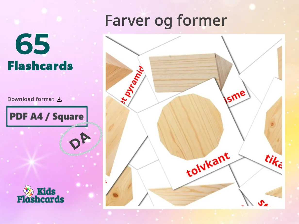 65 FREE Dansk Colors and shapes Flashcards | PDF