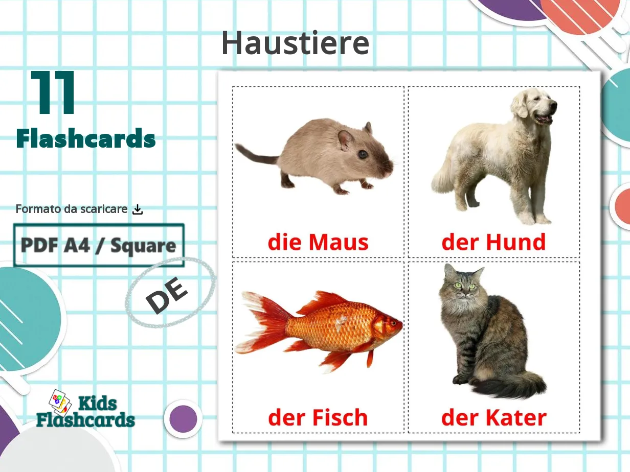 11 Flashcard GRATUITE sui Animali Domestici in 4 Formati PDF | Immagini ...
