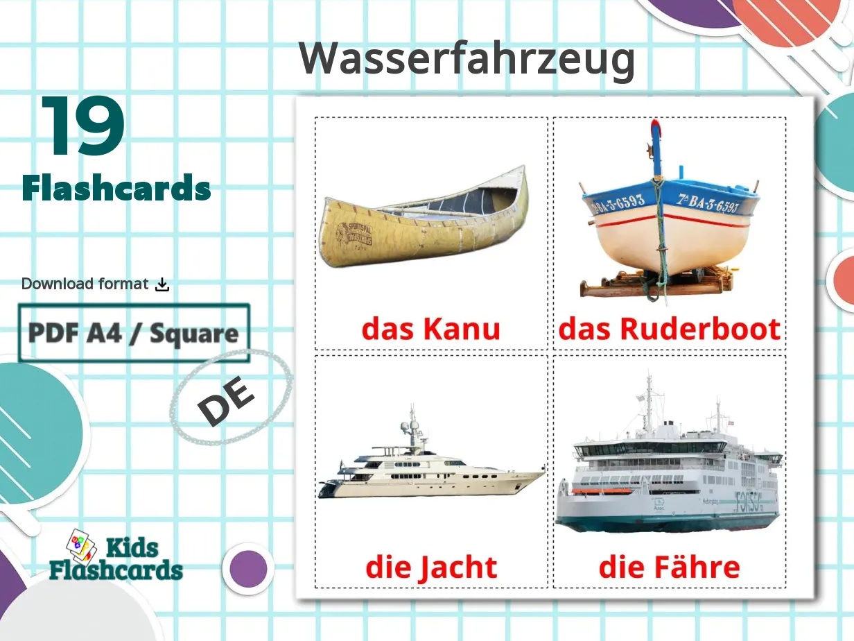 19 Printable Water transport Flashcards in German (Free PDF)