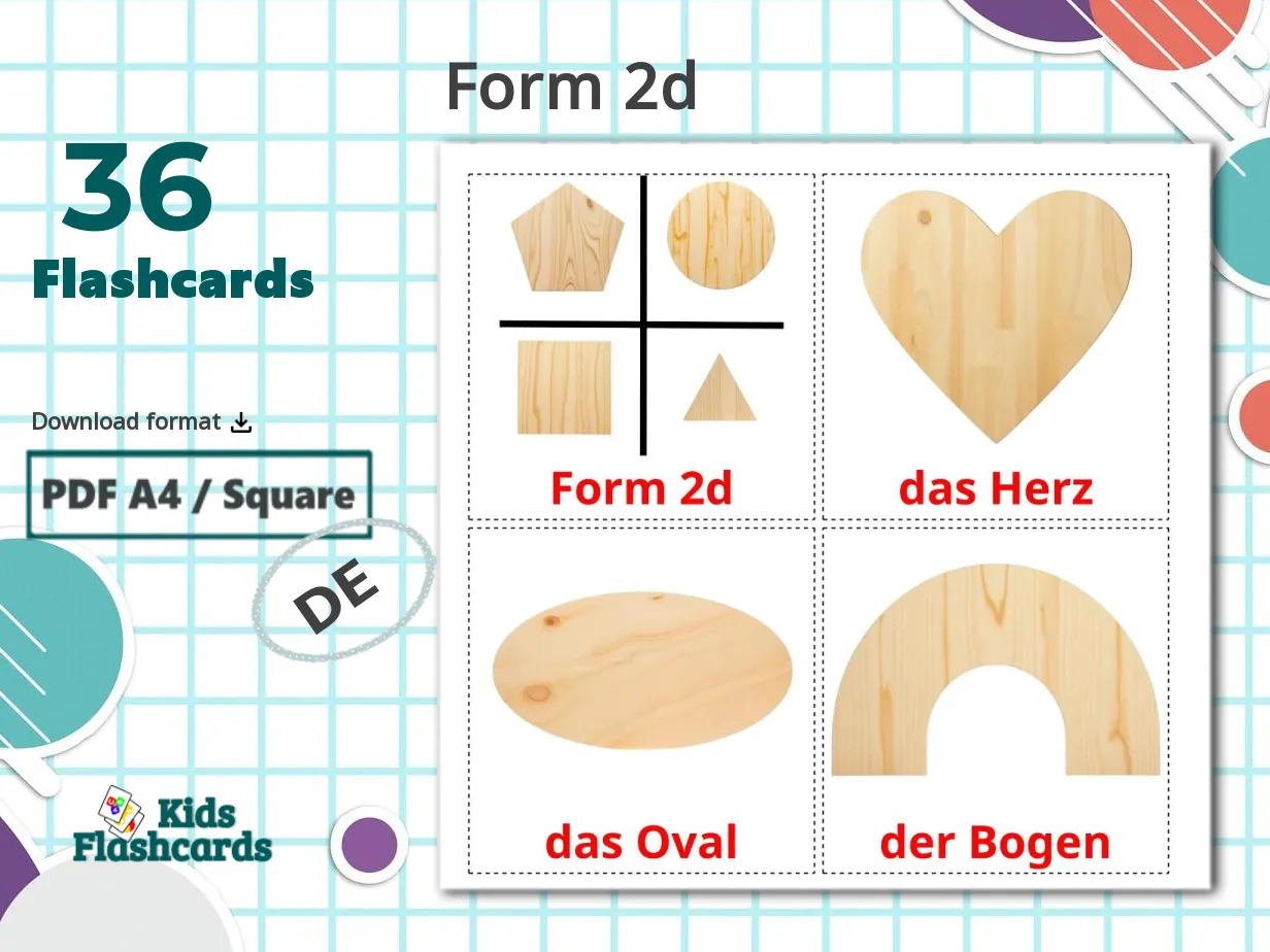 36 Printable 2D Shapes Flashcards in German (Free PDF)