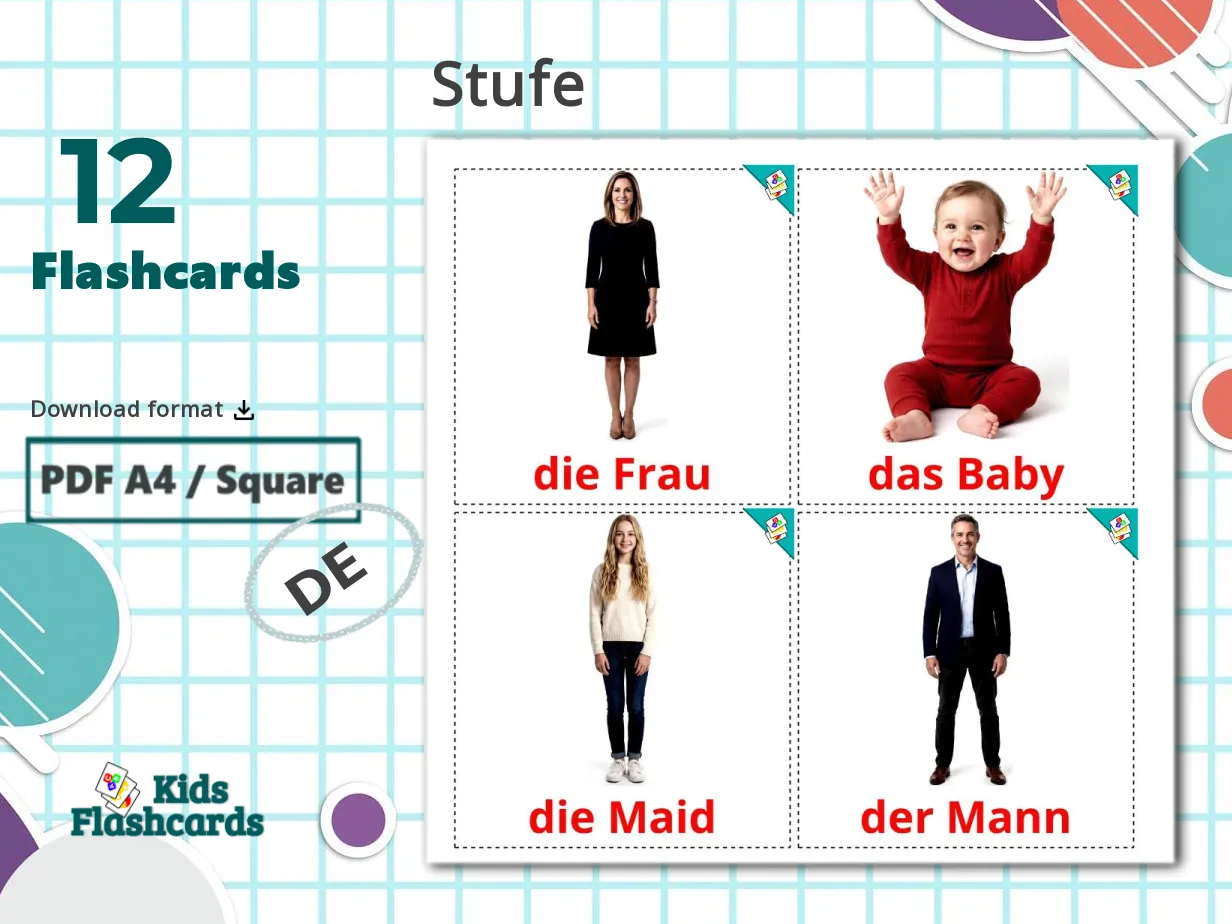 12 Printable Stages Flashcards in German (Free PDF)