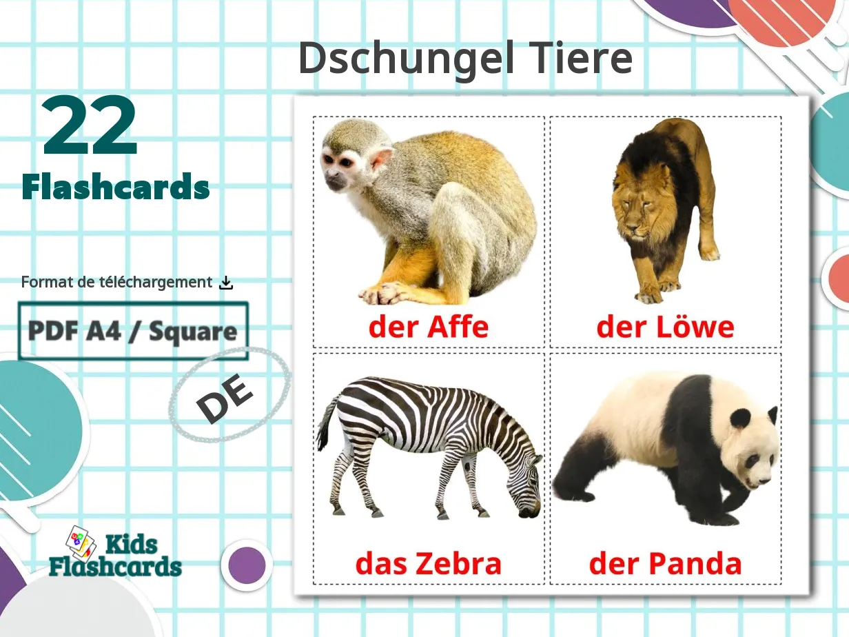 22 Cartes de Vocabulaire pour Enfants GRATUITES Les Animaux de la ...