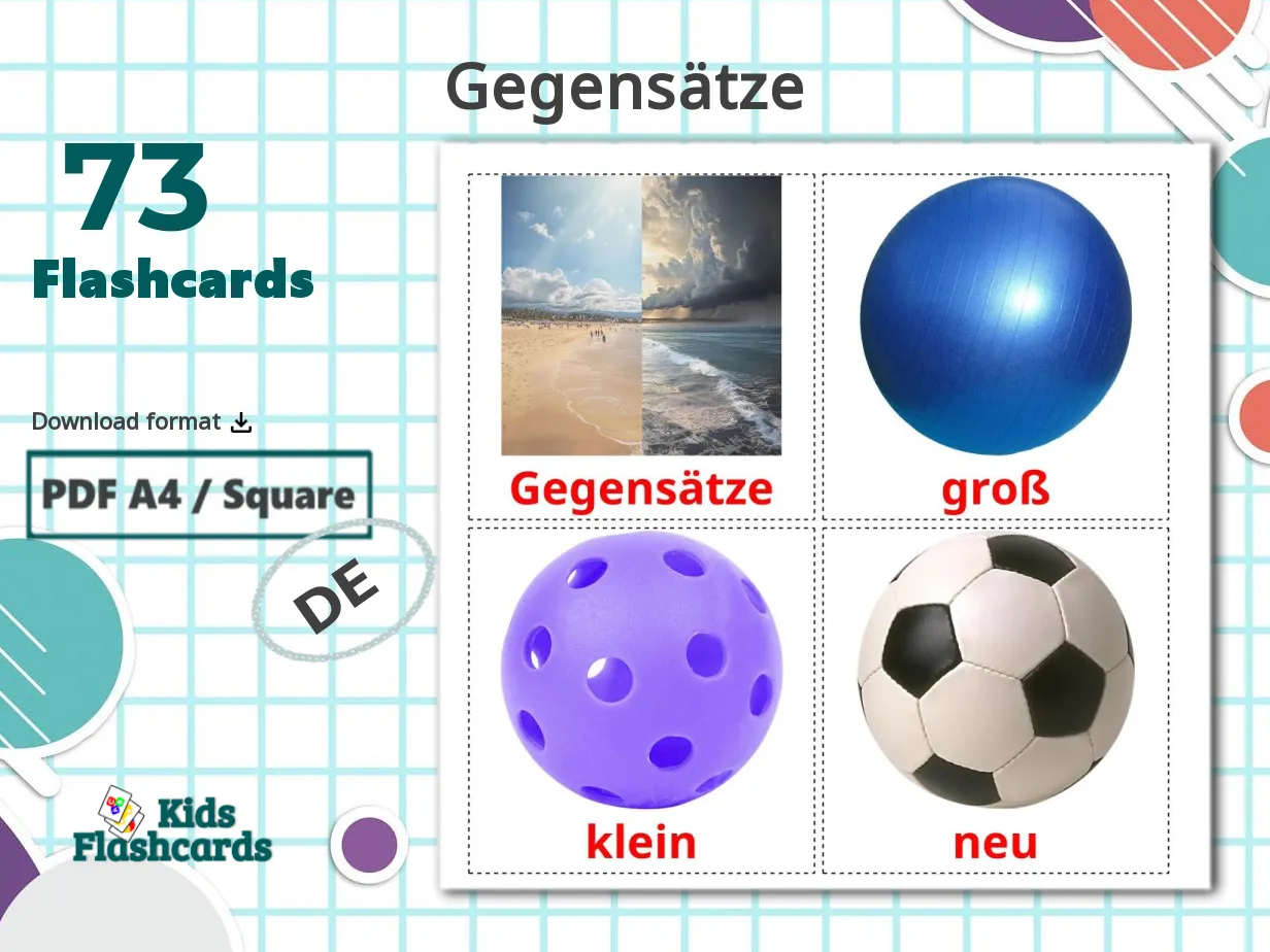 73 Printable Opposites Flashcards in German (Free PDF)