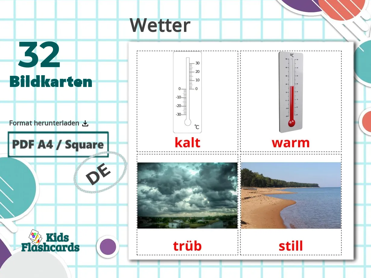 32 Wetter Karteikarten in PDF | Deutsch Bilder