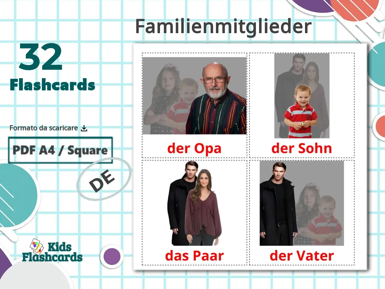 32 Flashcard GRATUITE sui Membri Della Famiglia in 4 Formati PDF ...