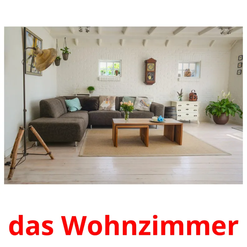 17 FREE Rooms Flashcards in 4 PDF formats | German Pictures