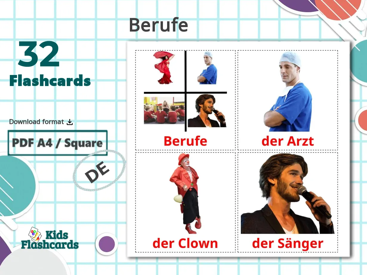 32 Printable Professions Flashcards in German (Free PDF)