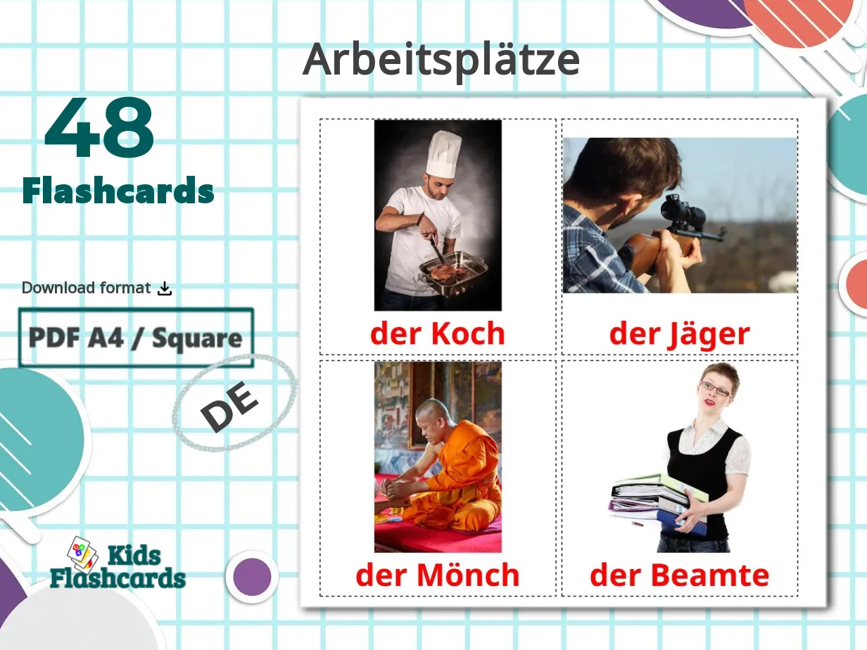 48 Printable Jobs and Occupations Flashcards in German (Free PDF)