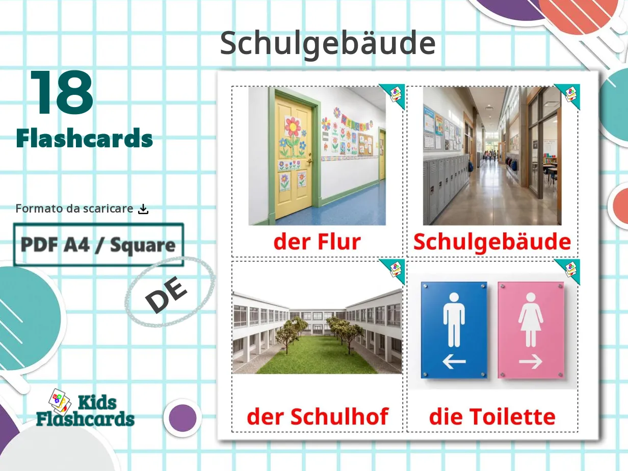 18 Flashcard GRATUITE sui Edificio scolastico in 4 Formati PDF ...